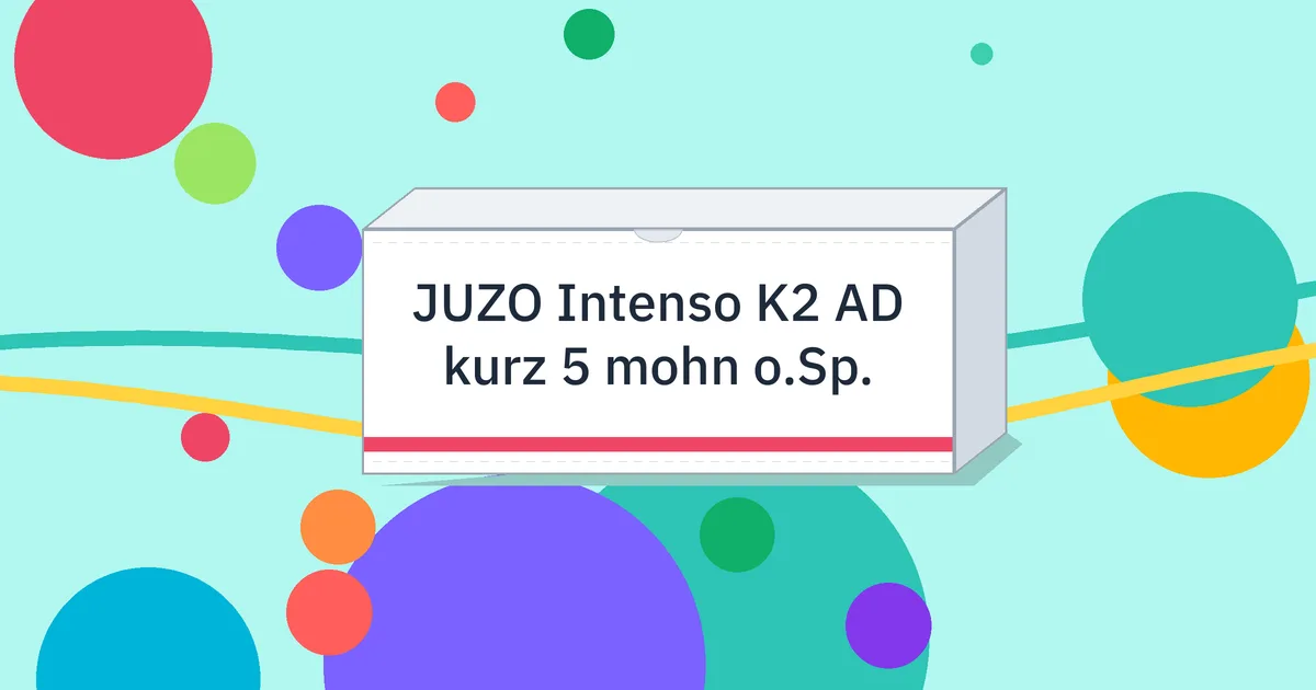 Symbolbild: Packung mit der Aufschrift JUZO Intenso K2 AD kurz 5 mohn o.Sp. (PZN 18618261) – Verfügbarkeit und Bezug in Apotheken in Frankfurt am Main