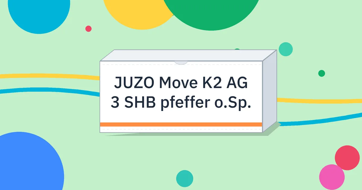 Symbolbild: Packung mit der Aufschrift JUZO Move K2 AG 3 SHB pfeffer o.Sp. (PZN 16651515) – Verfügbarkeit und Bezug in Apotheken in Frankfurt am Main