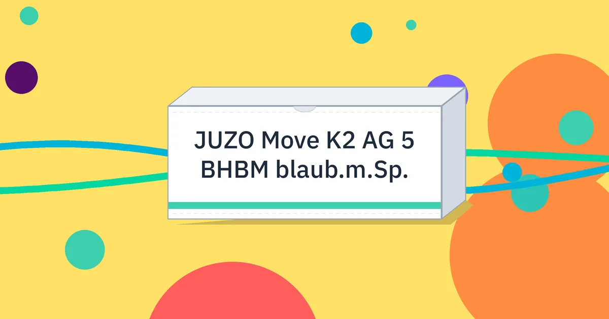 Symbolbild: Packung mit der Aufschrift JUZO Move K2 AG 5 BHBM blaub.m.Sp. (PZN 18556241) – Verfügbarkeit und Bezug in Apotheken in Frankfurt am Main
