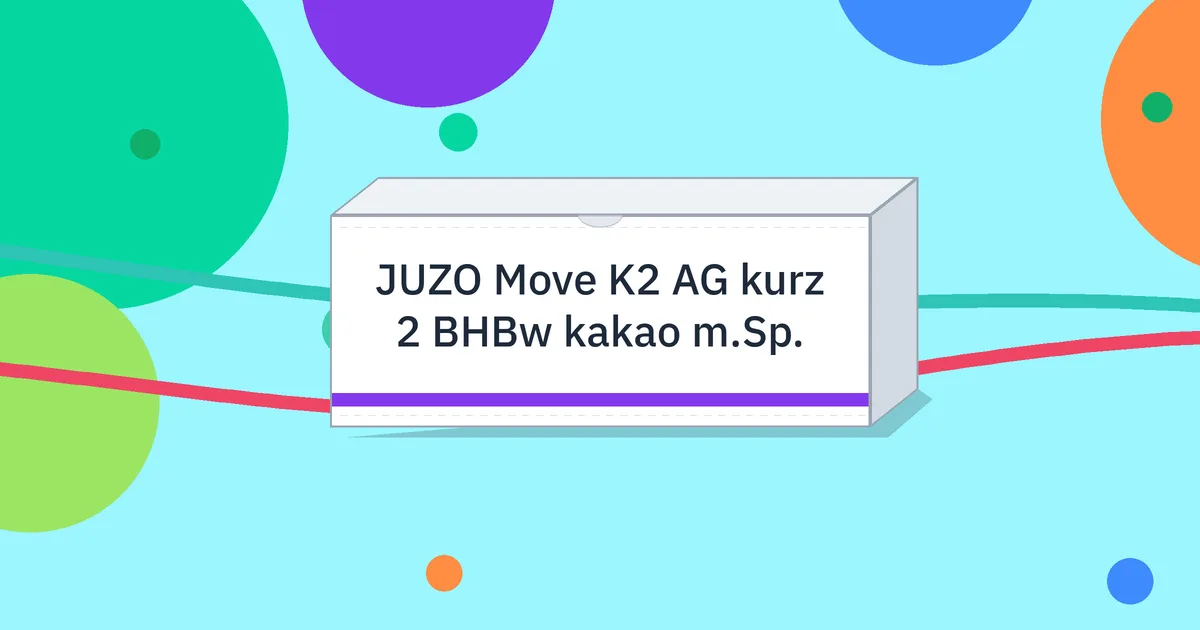 Symbolbild: Packung mit der Aufschrift JUZO Move K2 AG kurz 2 BHBw kakao m.Sp. (PZN 18560076) – Verfügbarkeit und Bezug in Apotheken in Frankfurt am Main