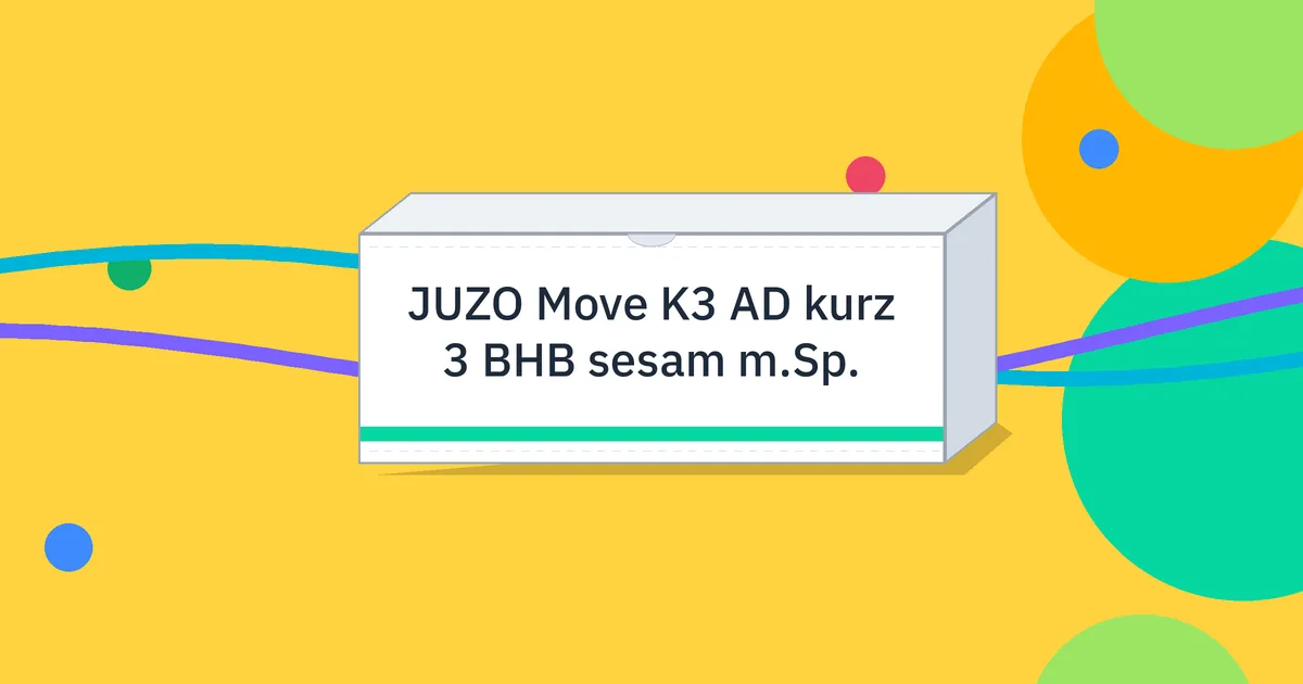Symbolbild: Packung mit der Aufschrift JUZO Move K3 AD kurz 3 BHB sesam m.Sp. (PZN 18568445) – Verfügbarkeit und Bezug in Apotheken in Frankfurt am Main