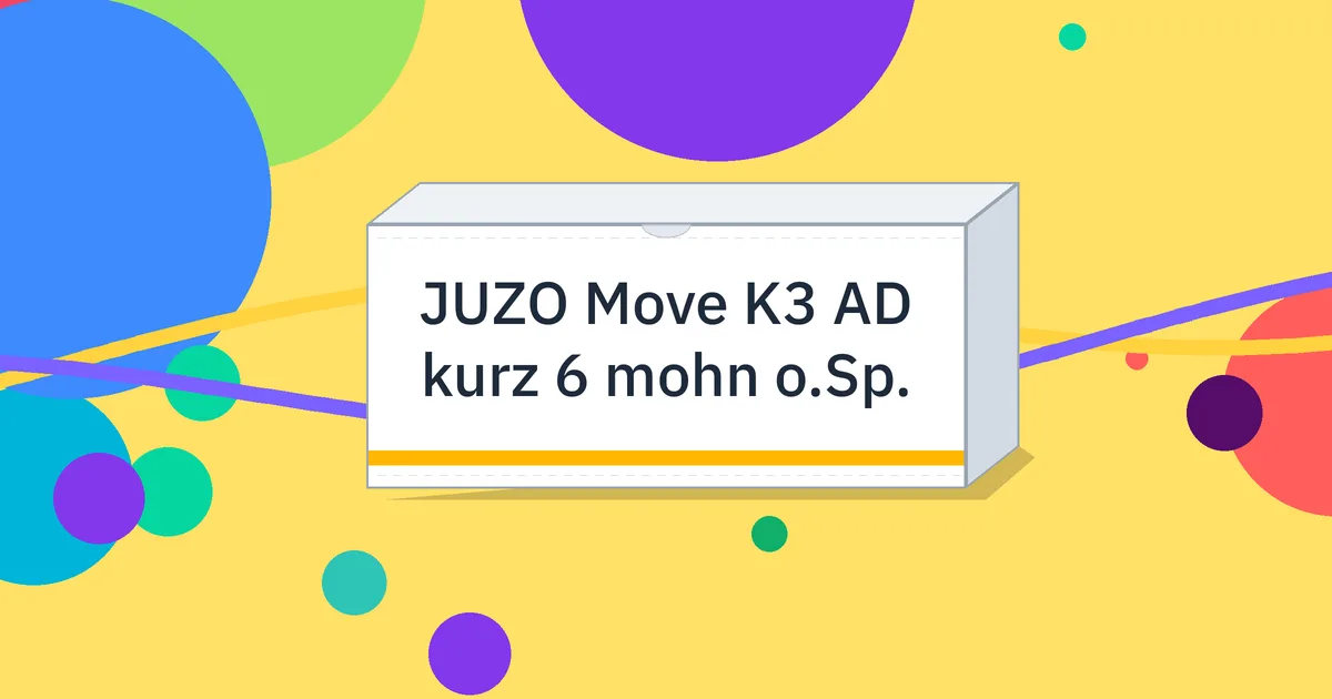 Symbolbild: Packung mit der Aufschrift JUZO Move K3 AD kurz 6 mohn o.Sp. (PZN 18572553) – Verfügbarkeit und Bezug in Apotheken in Frankfurt am Main
