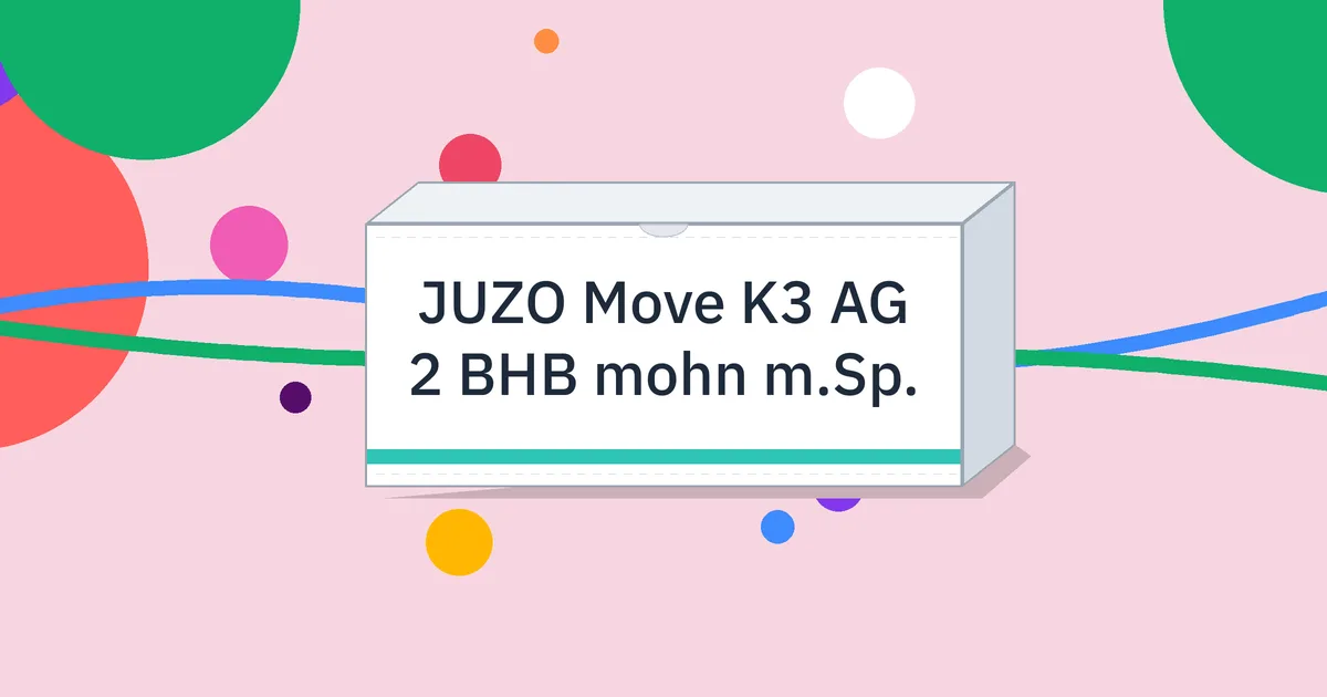 Symbolbild: Packung mit der Aufschrift JUZO Move K3 AG 2 BHB mohn m.Sp. (PZN 18587477) – Verfügbarkeit und Bezug in Apotheken in Frankfurt am Main