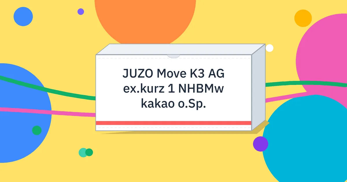 Symbolbild: Packung mit der Aufschrift JUZO Move K3 AG ex.kurz 1 NHBMw kakao o.Sp. (PZN 18596803) – Verfügbarkeit und Bezug in Apotheken in Frankfurt am Main