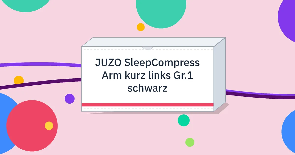 Symbolbild: Packung mit der Aufschrift JUZO SleepCompress Arm kurz links Gr.1 schwarz (PZN 18778154) – Verfügbarkeit und Bezug in Apotheken in Frankfurt am Main