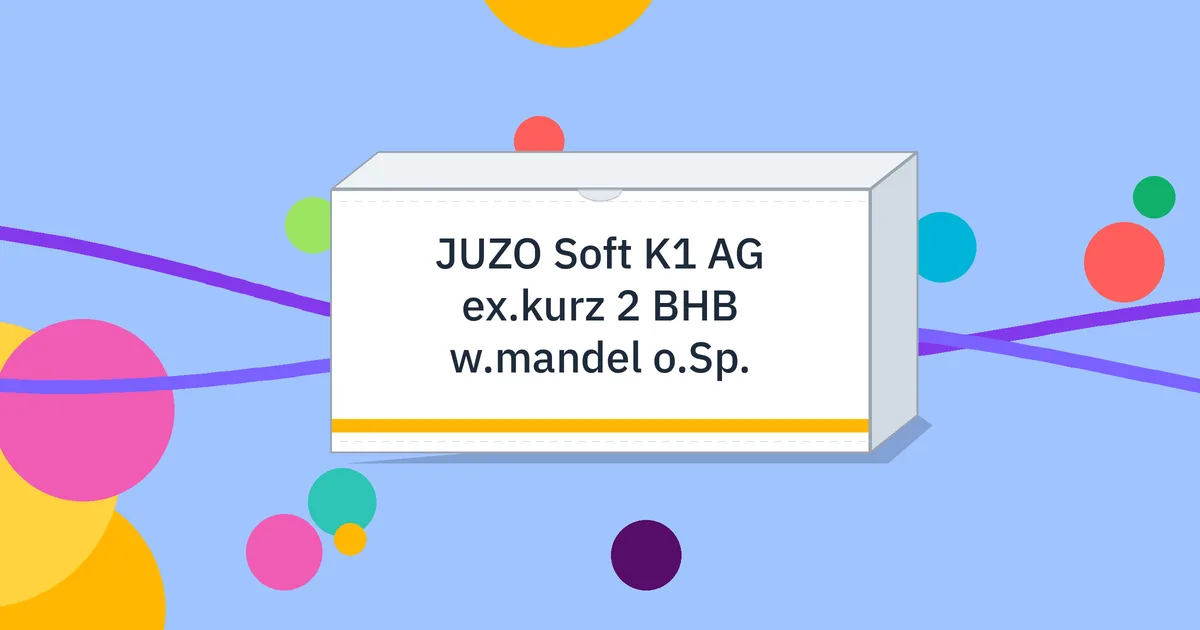 Symbolbild: Packung mit der Aufschrift JUZO Soft K1 AG ex.kurz 2 BHB w.mandel o.Sp. (PZN 14840264) – Verfügbarkeit und Bezug in Apotheken in Frankfurt am Main