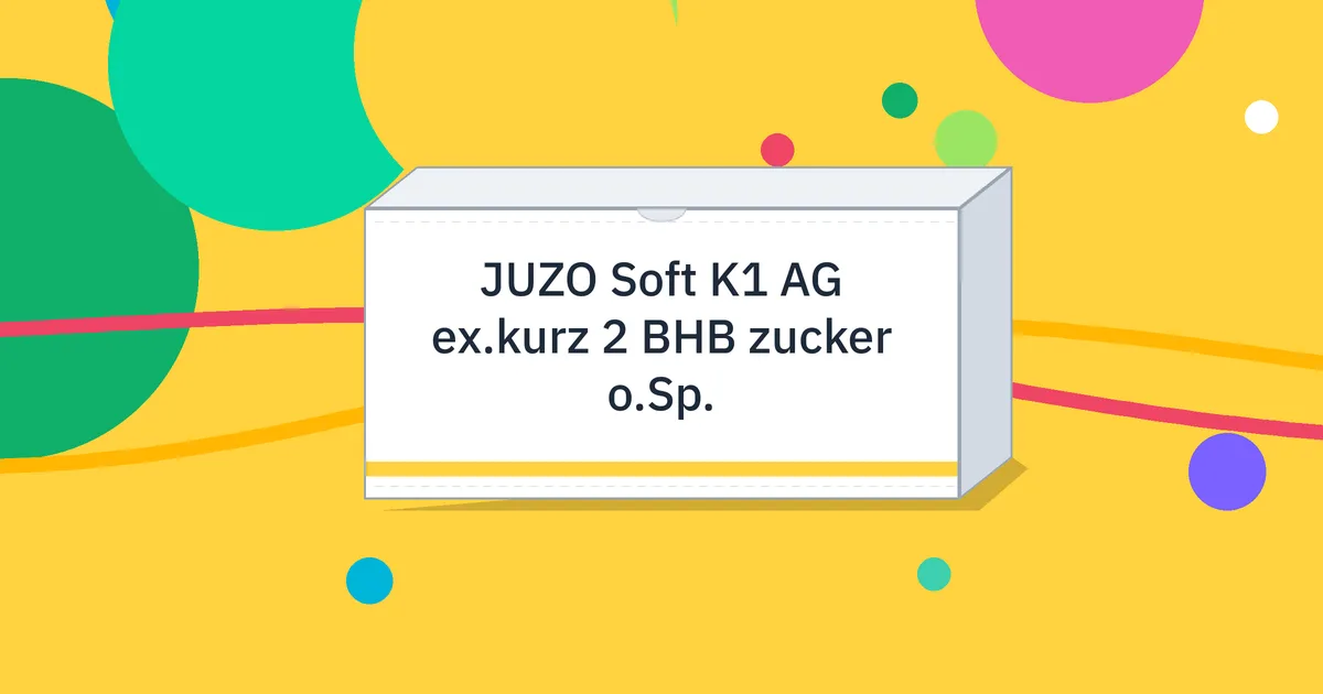 Symbolbild: Packung mit der Aufschrift JUZO Soft K1 AG ex.kurz 2 BHB zucker o.Sp. (PZN 14823892) – Verfügbarkeit und Bezug in Apotheken in Frankfurt am Main