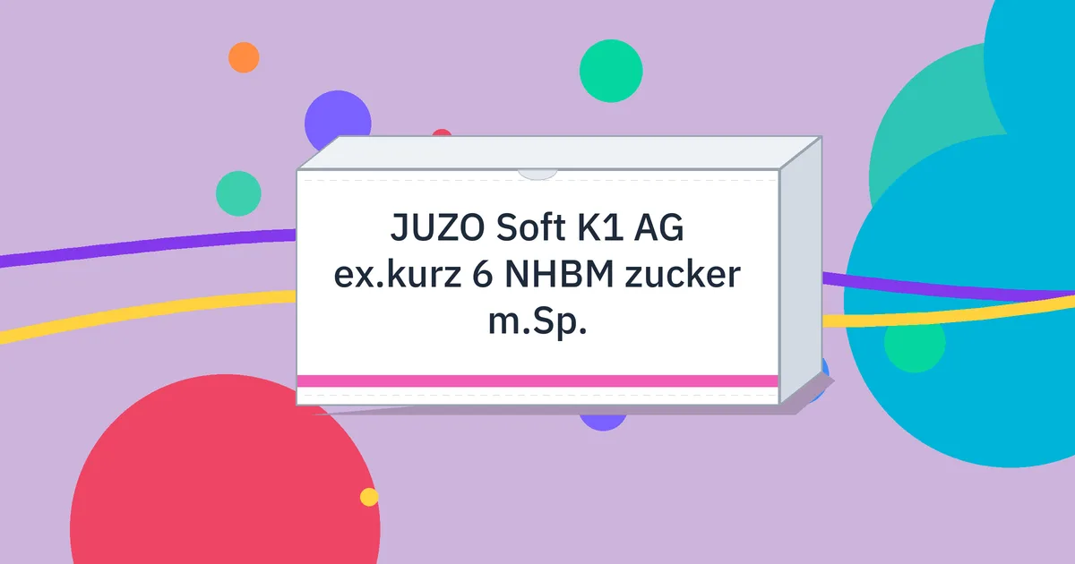 Symbolbild: Packung mit der Aufschrift JUZO Soft K1 AG ex.kurz 6 NHBM zucker m.Sp. (PZN 15018276) – Verfügbarkeit und Bezug in Apotheken in Frankfurt am Main