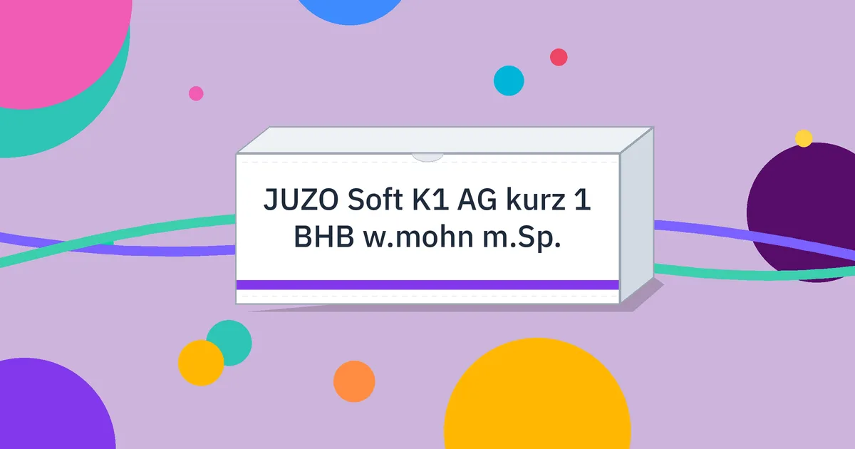 Symbolbild: Packung mit der Aufschrift JUZO Soft K1 AG kurz 1 BHB w.mohn m.Sp. (PZN 14838327) – Verfügbarkeit und Bezug in Apotheken in Frankfurt am Main
