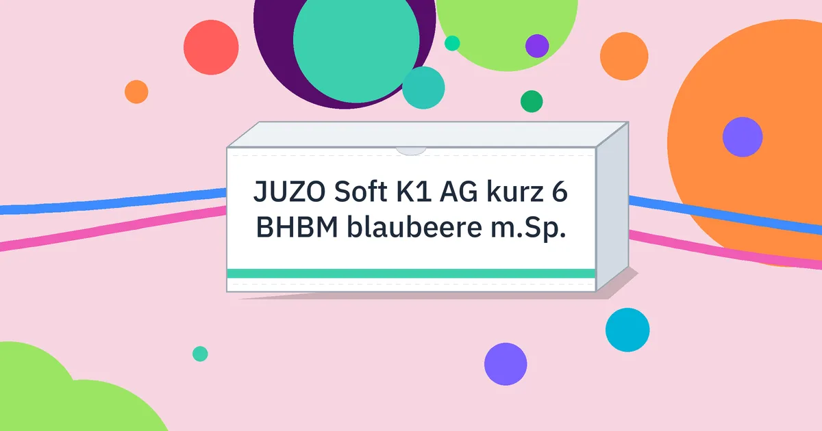 Symbolbild: Packung mit der Aufschrift JUZO Soft K1 AG kurz 6 BHBM blaubeere m.Sp. (PZN 14855797) – Verfügbarkeit und Bezug in Apotheken in Frankfurt am Main