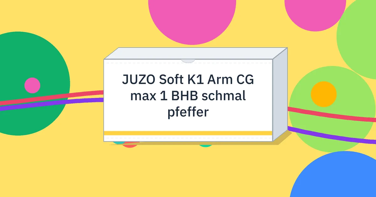 Symbolbild: Packung mit der Aufschrift JUZO Soft K1 Arm CG max 1 BHB schmal pfeffer (PZN 15509330) – Verfügbarkeit und Bezug in Apotheken in Frankfurt am Main