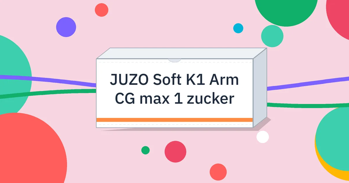 Symbolbild: Packung mit der Aufschrift JUZO Soft K1 Arm CG max 1 zucker (PZN 15509985) – Verfügbarkeit und Bezug in Apotheken in Frankfurt am Main