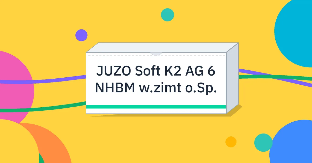 Symbolbild: Packung mit der Aufschrift JUZO Soft K2 AG 6 NHBM w.zimt o.Sp. (PZN 14997480) – Verfügbarkeit und Bezug in Apotheken in Frankfurt am Main