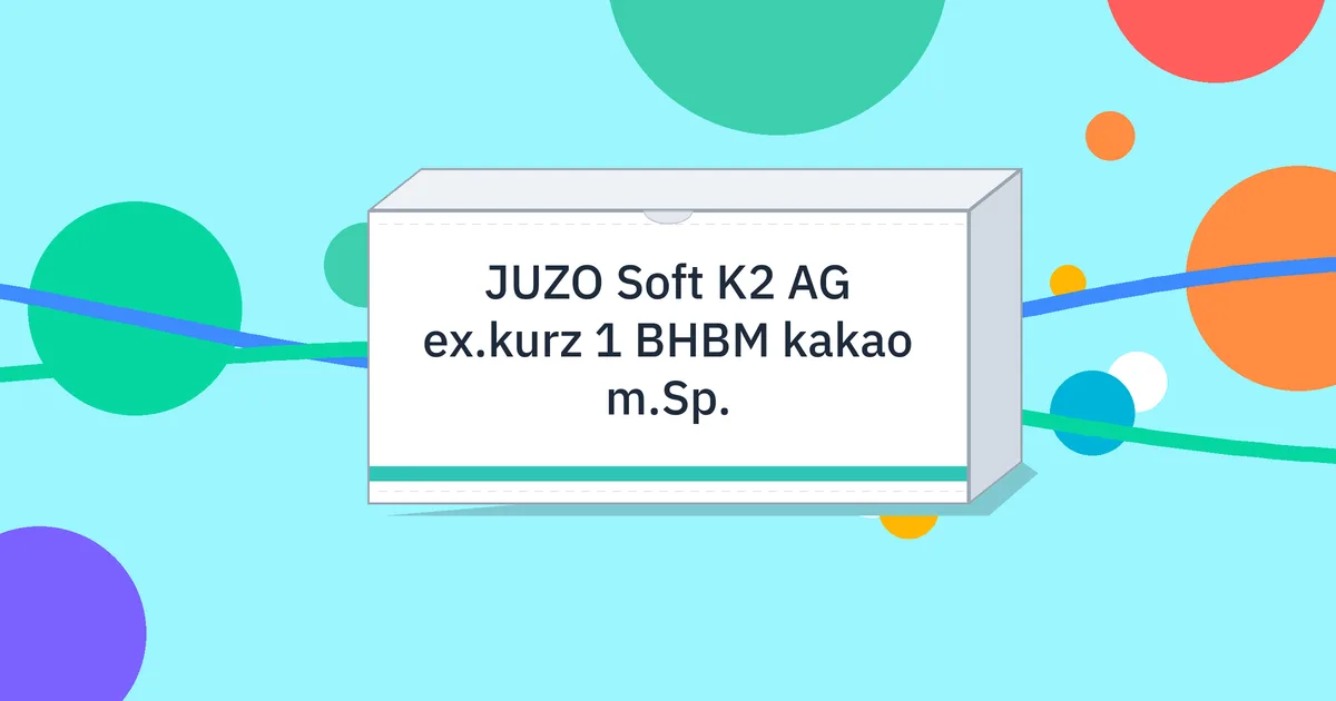 Symbolbild: Packung mit der Aufschrift JUZO Soft K2 AG ex.kurz 1 BHBM kakao m.Sp. (PZN 14860580) – Verfügbarkeit und Bezug in Apotheken in Frankfurt am Main