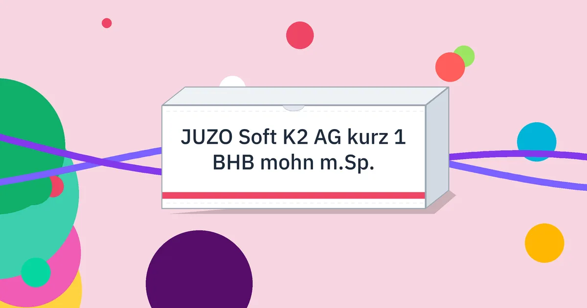 Symbolbild: Packung mit der Aufschrift JUZO Soft K2 AG kurz 1 BHB mohn m.Sp. (PZN 14826347) – Verfügbarkeit und Bezug in Apotheken in Frankfurt am Main