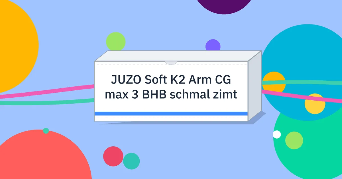 Symbolbild: Packung mit der Aufschrift JUZO Soft K2 Arm CG max 3 BHB schmal zimt (PZN 15513171) – Verfügbarkeit und Bezug in Apotheken in Frankfurt am Main
