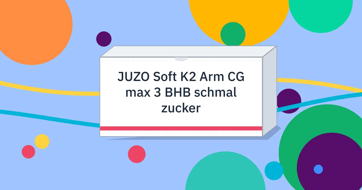 Symbolbild: Packung mit der Aufschrift JUZO Soft K2 Arm CG max 3 BHB schmal zucker (PZN 15513018) – Verfügbarkeit und Bezug in Apotheken in Frankfurt am Main