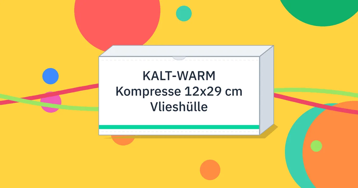 Symbolbild: Packung mit der Aufschrift KALT-WARM Kompresse 12x29 cm Vlieshülle (PZN 01988522) – Verfügbarkeit und Bezug in Apotheken in Frankfurt am Main
