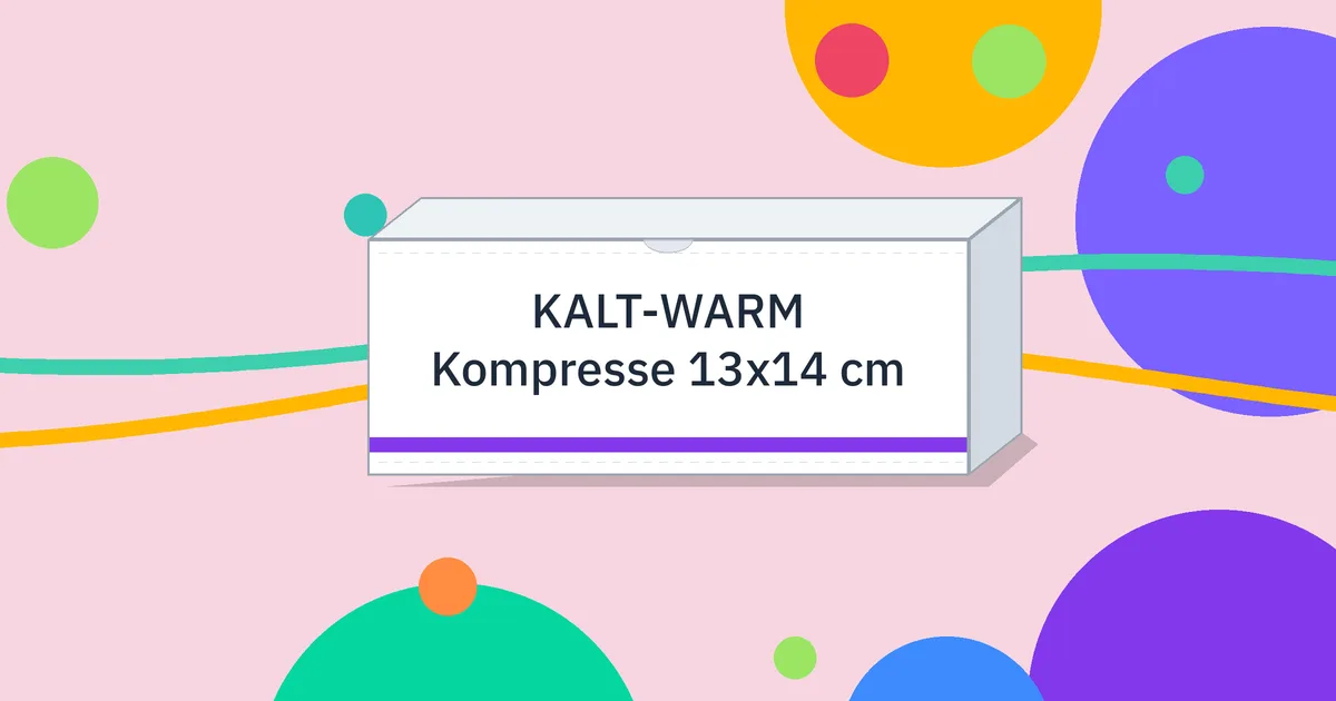 Symbolbild: Packung mit der Aufschrift KALT-WARM Kompresse 13x14 cm (PZN 15249509) – Verfügbarkeit und Bezug in Apotheken in Frankfurt am Main