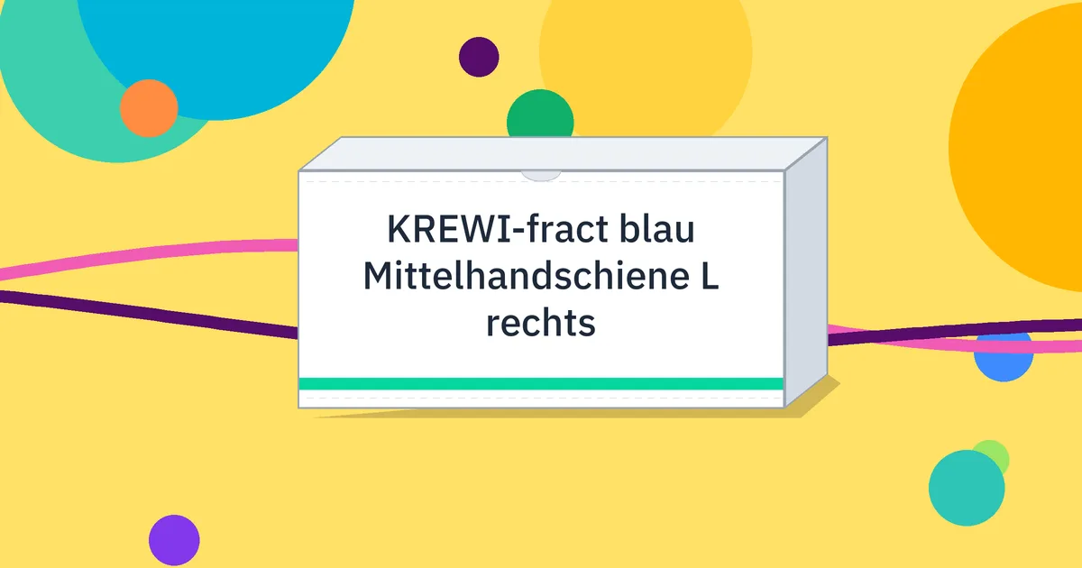 Symbolbild: Packung mit der Aufschrift KREWI-fract blau Mittelhandschiene L rechts (PZN 17299813) – Verfügbarkeit und Bezug in Apotheken in Frankfurt am Main