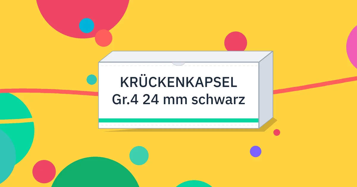 Symbolbild: Packung mit der Aufschrift KRÜCKENKAPSEL Gr.4 24 mm schwarz (PZN 03361804) – Verfügbarkeit und Bezug in Apotheken in Frankfurt am Main