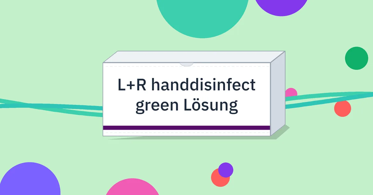 Symbolbild: Packung mit der Aufschrift L+R handdisinfect green Lösung (PZN 12370593) – Verfügbarkeit und Bezug in Apotheken in Frankfurt am Main