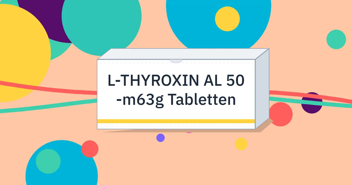 Symbolbild: Packung mit der Aufschrift L-THYROXIN AL 50 -m63g Tabletten (PZN 03848759) – Verfügbarkeit und Bezug in Apotheken in Frankfurt am Main