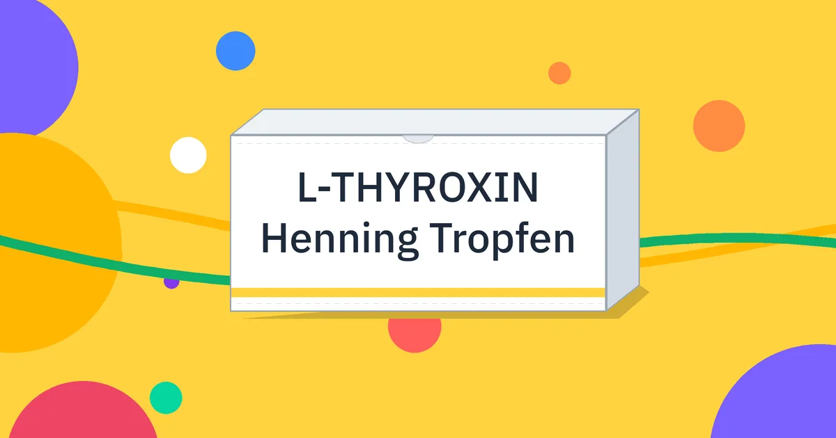 Symbolbild: Packung mit der Aufschrift L-THYROXIN Henning Tropfen (PZN 05103064) – Verfügbarkeit und Bezug in Apotheken in Frankfurt am Main