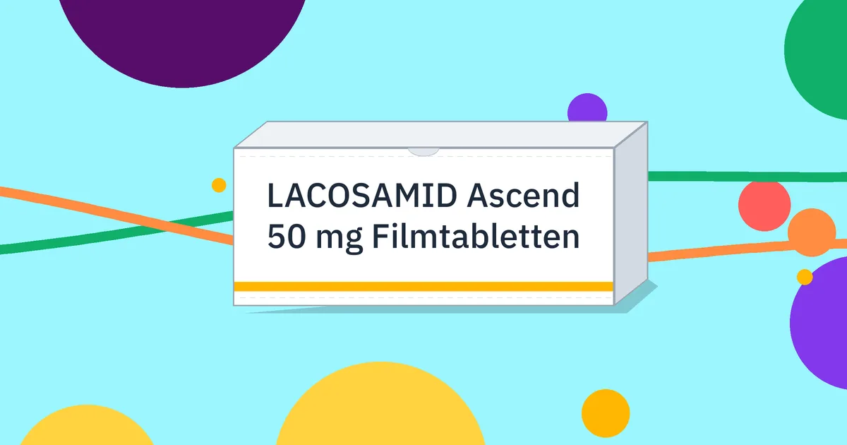 Symbolbild: Packung mit der Aufschrift LACOSAMID Ascend 50 mg Filmtabletten (PZN 18218538) – Verfügbarkeit und Bezug in Apotheken in Frankfurt am Main