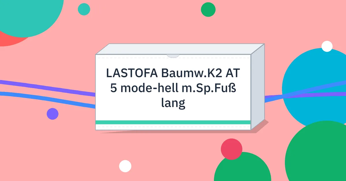 Symbolbild: Packung mit der Aufschrift LASTOFA Baumw.K2 AT 5 mode-hell m.Sp.Fuß lang (PZN 01950318) – Verfügbarkeit und Bezug in Apotheken in Frankfurt am Main