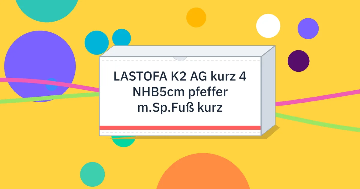 Symbolbild: Packung mit der Aufschrift LASTOFA K2 AG kurz 4 NHB5cm pfeffer m.Sp.Fuß kurz (PZN 13805863) – Verfügbarkeit und Bezug in Apotheken in Frankfurt am Main