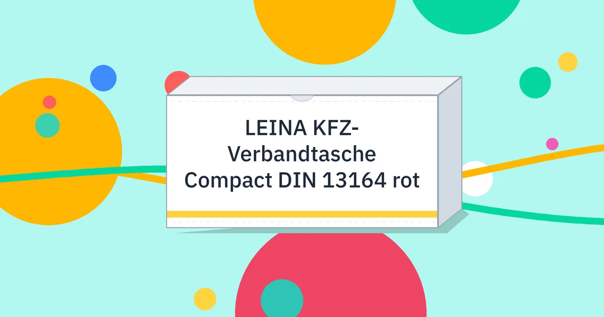 Symbolbild: Packung mit der Aufschrift LEINA KFZ-Verbandtasche Compact DIN 13164 rot (PZN 11701800) – Verfügbarkeit und Bezug in Apotheken in Frankfurt am Main