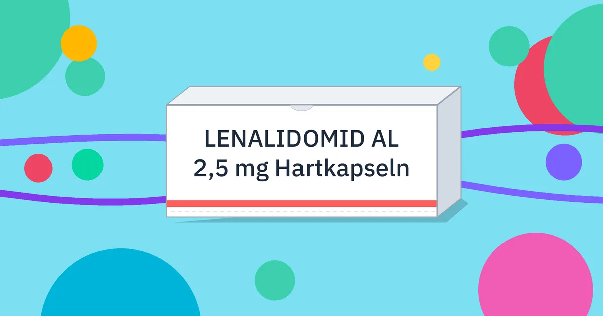 Symbolbild: Packung mit der Aufschrift LENALIDOMID AL 2,5 mg Hartkapseln (PZN 17281233) – Verfügbarkeit und Bezug in Apotheken in Frankfurt am Main