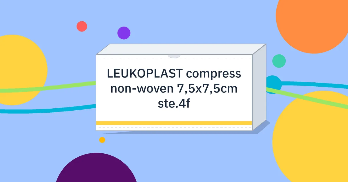 Symbolbild: Packung mit der Aufschrift LEUKOPLAST compress non-woven 7,5x7,5cm ste.4f (PZN 17207544) – Verfügbarkeit und Bezug in Apotheken in Frankfurt am Main