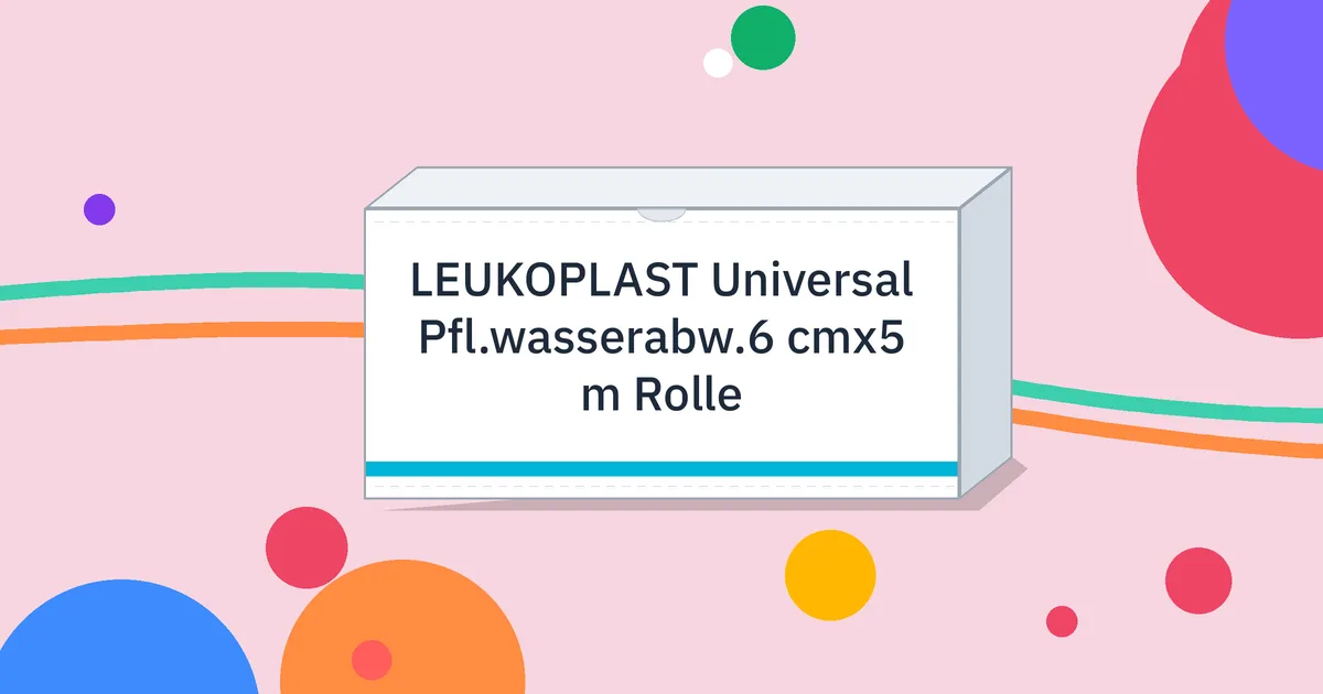 Symbolbild: Packung mit der Aufschrift LEUKOPLAST Universal Pfl.wasserabw.6 cmx5 m Rolle (PZN 14284768) – Verfügbarkeit und Bezug in Apotheken in Frankfurt am Main