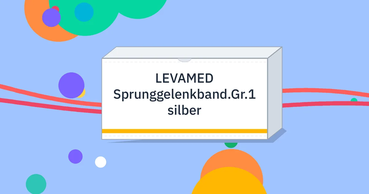 Symbolbild: Packung mit der Aufschrift LEVAMED Sprunggelenkband.Gr.1 silber (PZN 15315264) – Verfügbarkeit und Bezug in Apotheken in Frankfurt am Main