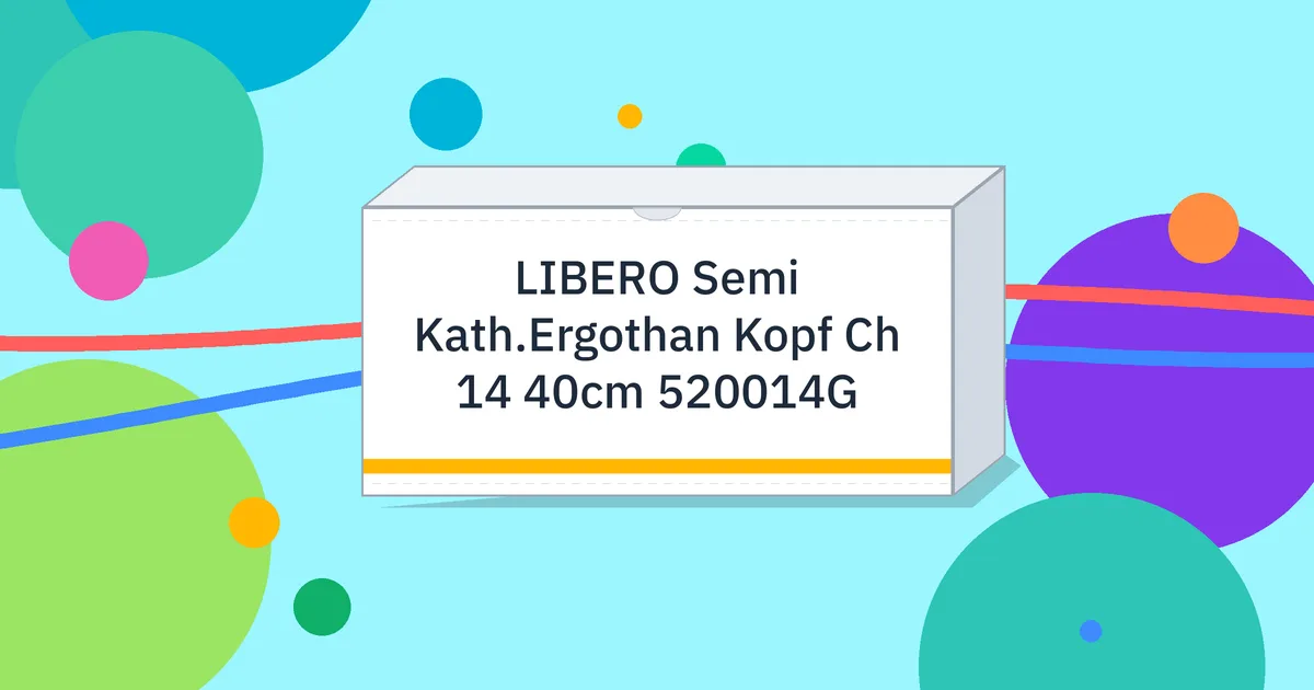 Symbolbild: Packung mit der Aufschrift LIBERO Semi Kath.Ergothan Kopf Ch 14 40cm 520014G (PZN 06629236) – Verfügbarkeit und Bezug in Apotheken in Frankfurt am Main