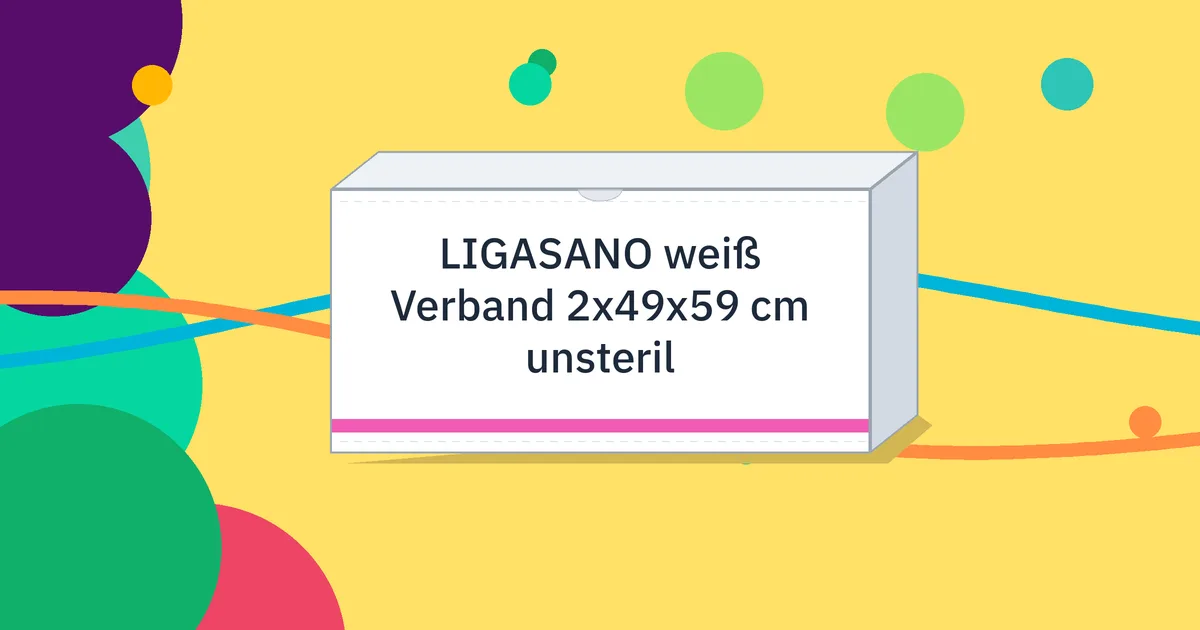 Symbolbild: Packung mit der Aufschrift LIGASANO weiß Verband 2x49x59 cm unsteril (PZN 17250646) – Verfügbarkeit und Bezug in Apotheken in Frankfurt am Main