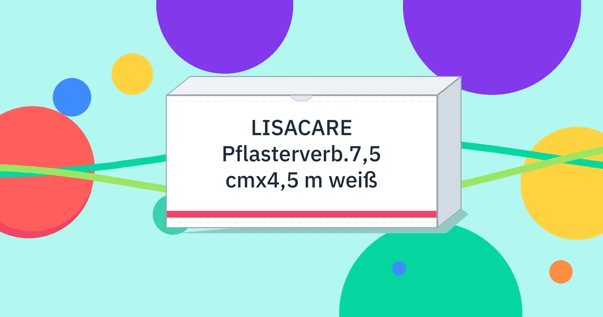 Symbolbild: Packung mit der Aufschrift LISACARE Pflasterverb.7,5 cmx4,5 m weiß (PZN 17892646) – Verfügbarkeit und Bezug in Apotheken in Frankfurt am Main