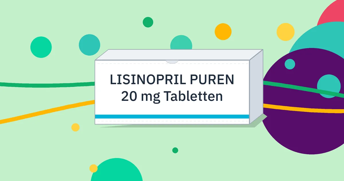 Symbolbild: Packung mit der Aufschrift LISINOPRIL PUREN 20 mg Tabletten (PZN 13706339) – Verfügbarkeit und Bezug in Apotheken in Frankfurt am Main