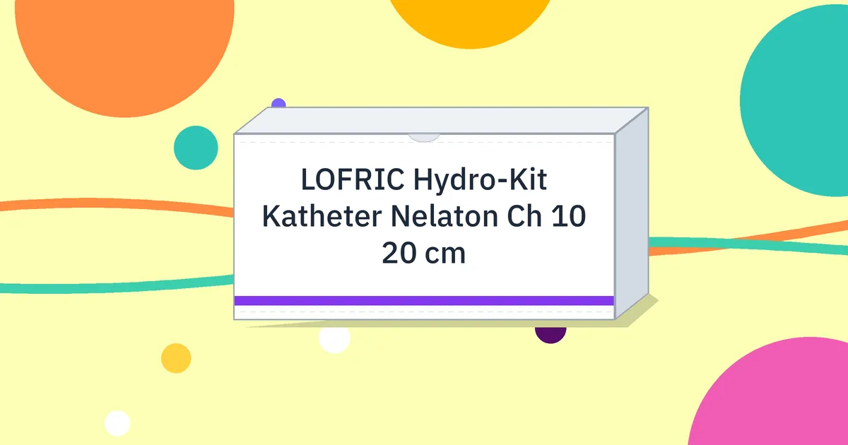 Symbolbild: Packung mit der Aufschrift LOFRIC Hydro-Kit Katheter Nelaton Ch 10 20 cm (PZN 17153854) – Verfügbarkeit und Bezug in Apotheken in Frankfurt am Main
