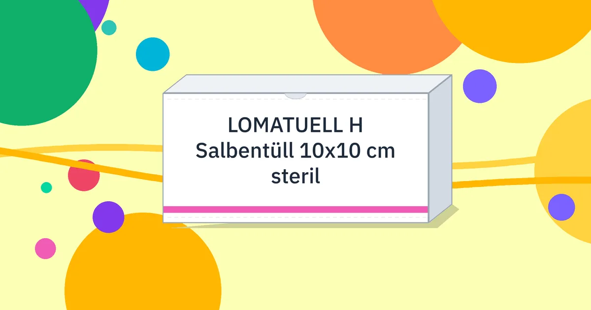 Symbolbild: Packung mit der Aufschrift LOMATUELL H Salbentüll 10x10 cm steril (PZN 17512158) – Verfügbarkeit und Bezug in Apotheken in Frankfurt am Main
