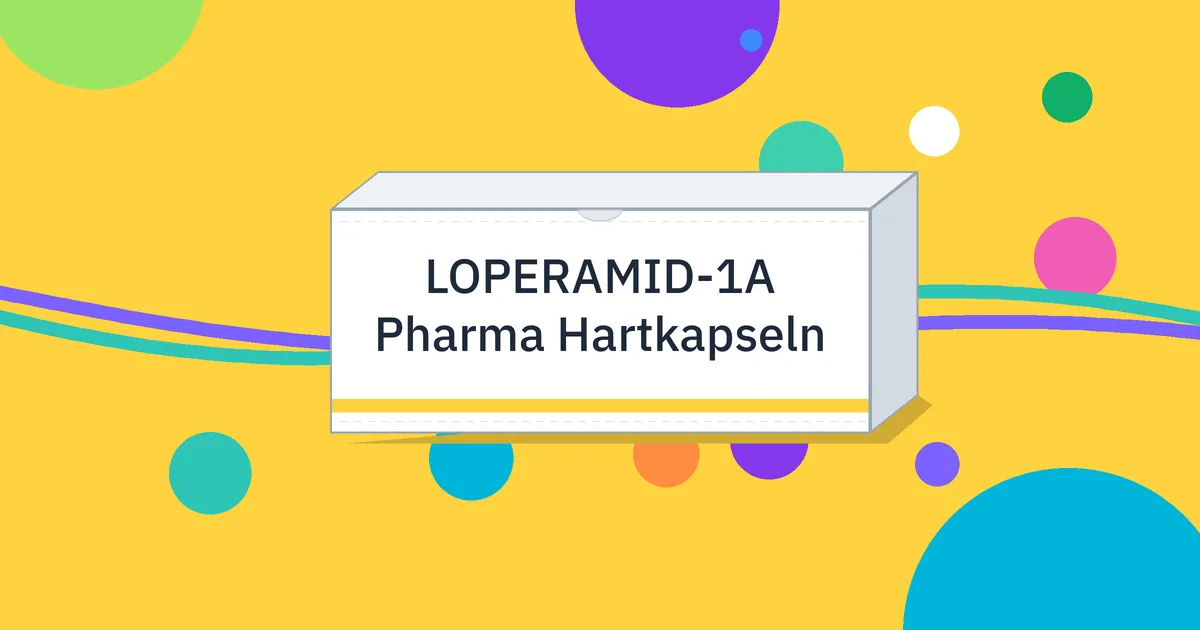 Symbolbild: Packung mit der Aufschrift LOPERAMID-1A Pharma Hartkapseln (PZN 04114350) – Verfügbarkeit und Bezug in Apotheken in Frankfurt am Main