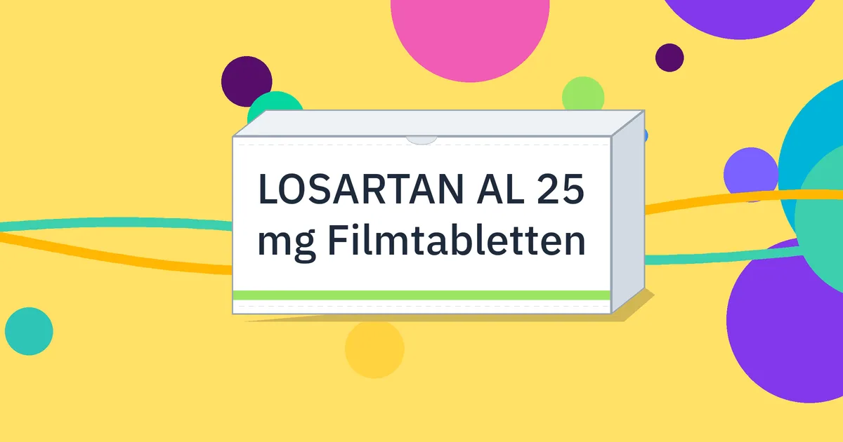 Symbolbild: Packung mit der Aufschrift LOSARTAN AL 25 mg Filmtabletten (PZN 18239730) – Verfügbarkeit und Bezug in Apotheken in Frankfurt am Main