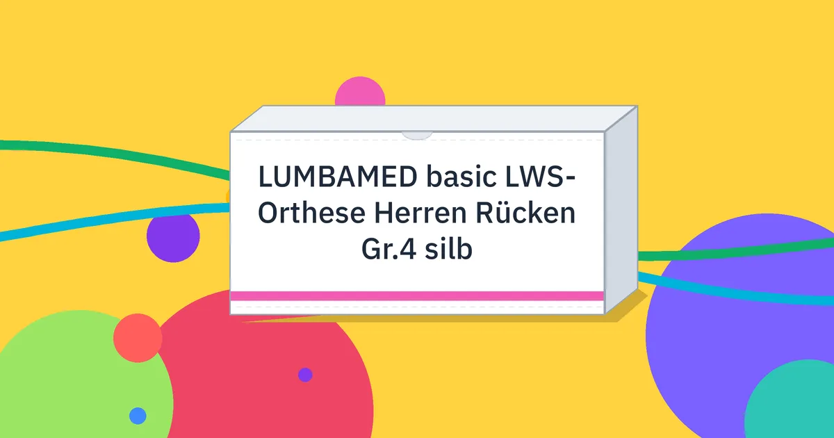 Symbolbild: Packung mit der Aufschrift LUMBAMED basic LWS-Orthese Herren Rücken Gr.4 silb (PZN 18827993) – Verfügbarkeit und Bezug in Apotheken in Frankfurt am Main