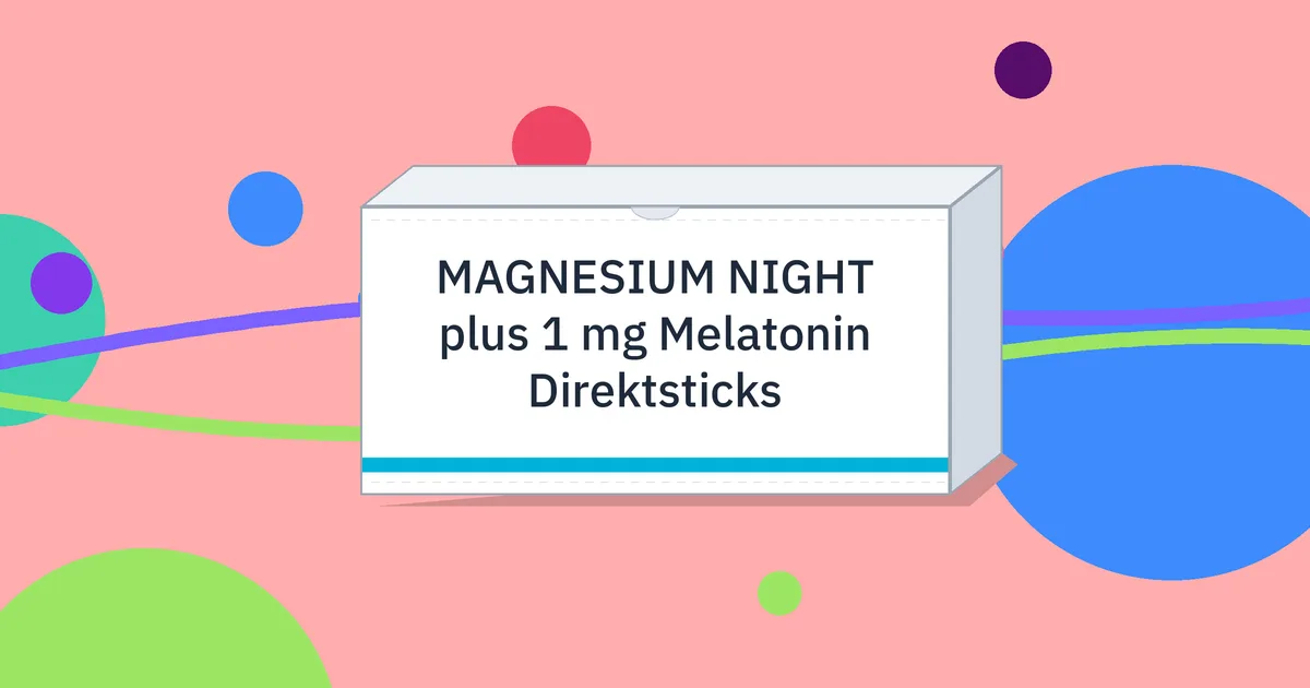 Symbolbild: Packung mit der Aufschrift MAGNESIUM NIGHT plus 1 mg Melatonin Direktsticks (PZN 17267167) – Verfügbarkeit und Bezug in Apotheken in Frankfurt am Main