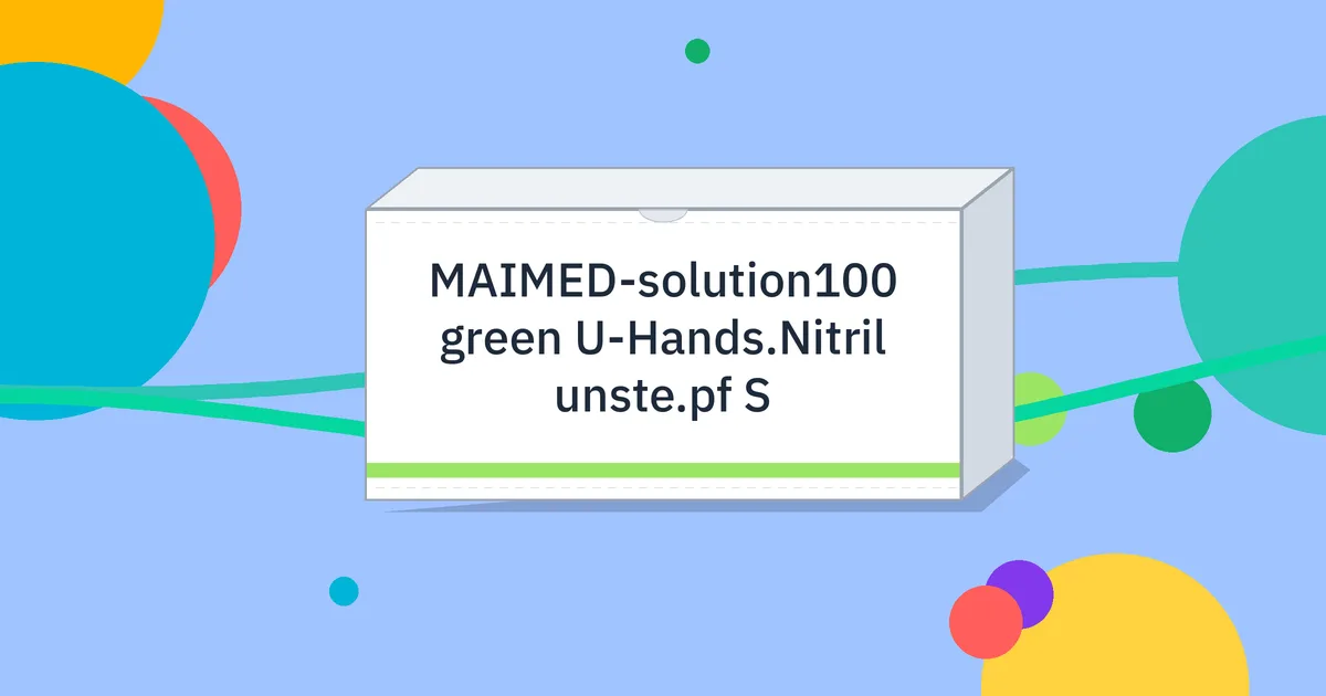 Symbolbild: Packung mit der Aufschrift MAIMED-solution100 green U-Hands.Nitril unste.pf S (PZN 20047802) – Verfügbarkeit und Bezug in Apotheken in Frankfurt am Main