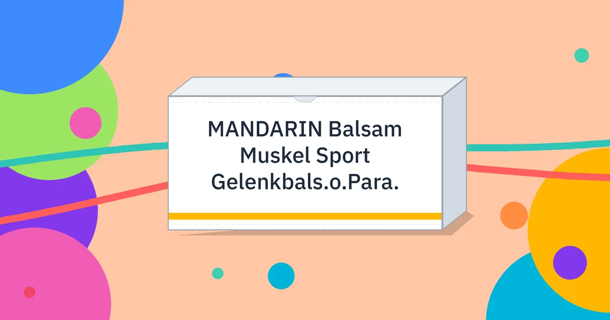 Symbolbild: Packung mit der Aufschrift MANDARIN Balsam Muskel Sport Gelenkbals.o.Para. (PZN 02754223) – Verfügbarkeit und Bezug in Apotheken in Frankfurt am Main