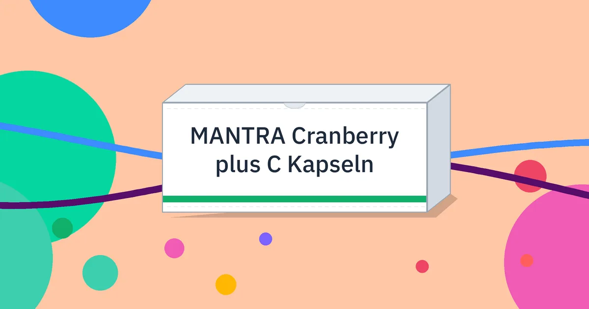Symbolbild: Packung mit der Aufschrift MANTRA Cranberry plus C Kapseln (PZN 01086819) – Verfügbarkeit und Bezug in Apotheken in Frankfurt am Main