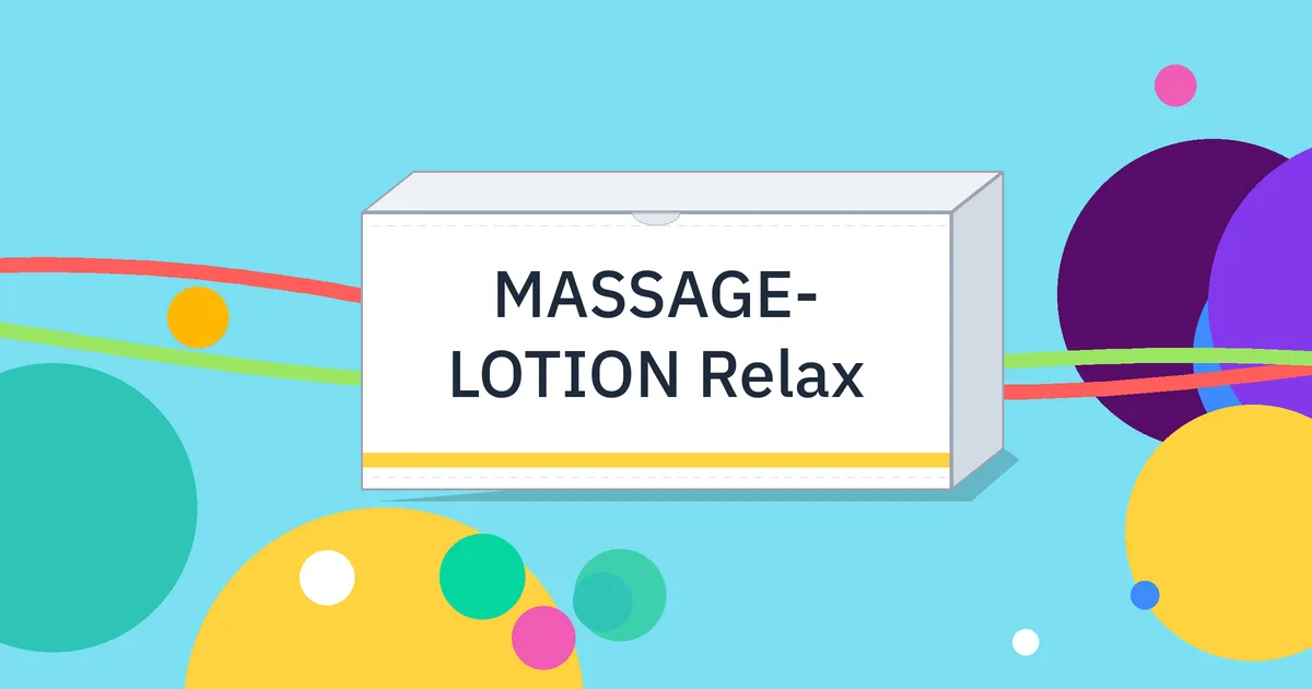 Symbolbild: Packung mit der Aufschrift MASSAGE-LOTION Relax (PZN 04230961) – Verfügbarkeit und Bezug in Apotheken in Frankfurt am Main